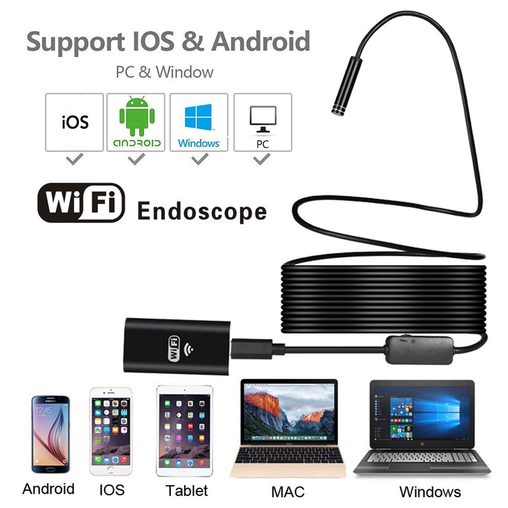 Mini Camera WiFi Endoscope Camera 8mm Lens Remi-Rigid Cable Wireless ...