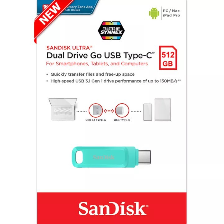 SanDisk Flash Drive OTG 512GB FLASH DRIVE ULTRA DUAL DRIVE GO USB TYPE ...