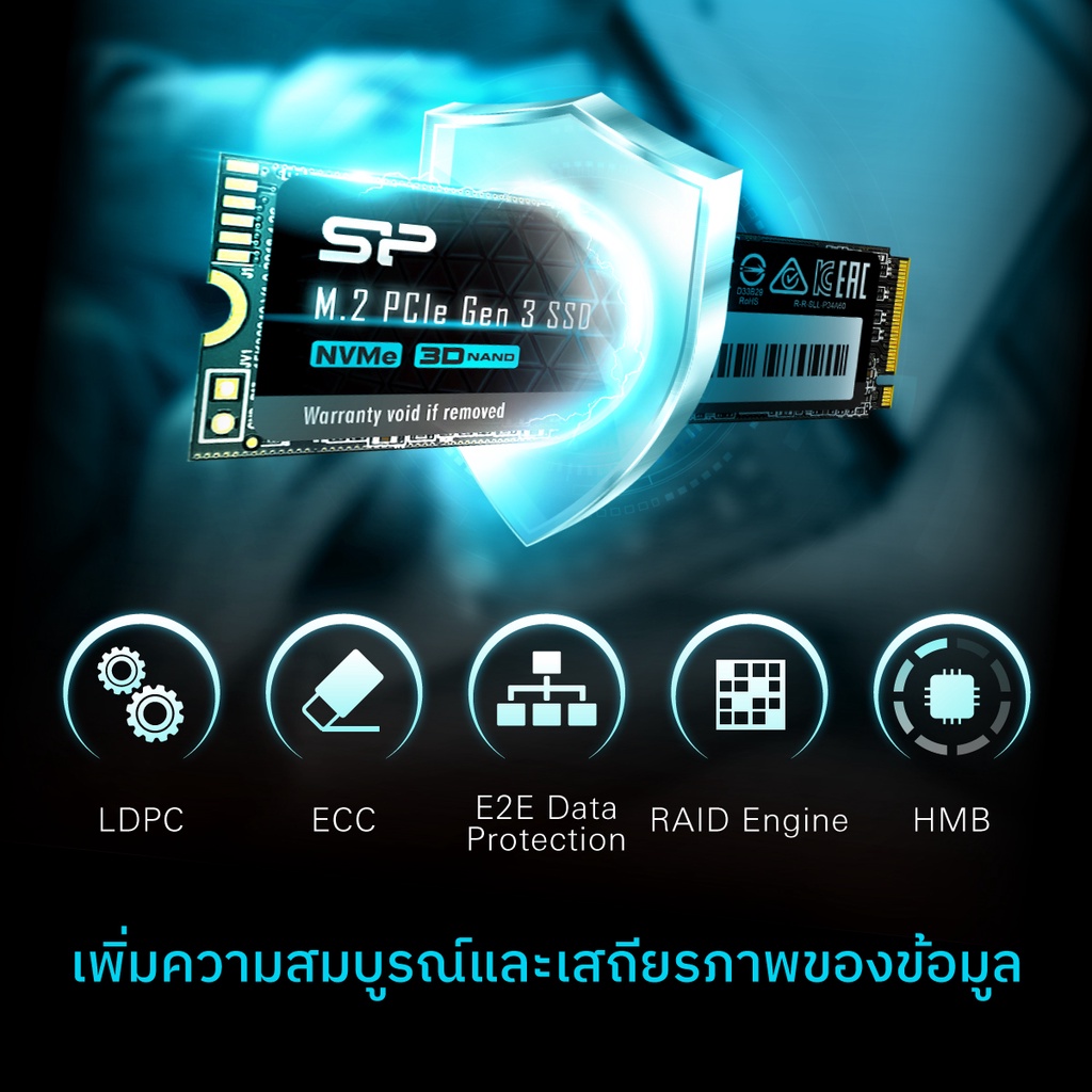 Silicon Power P34A60 NVMe PCIe Gen3x4 M.2 2280 SSD Read 2200MBs Write 1600MBs สำหรับ Laptop และ ...