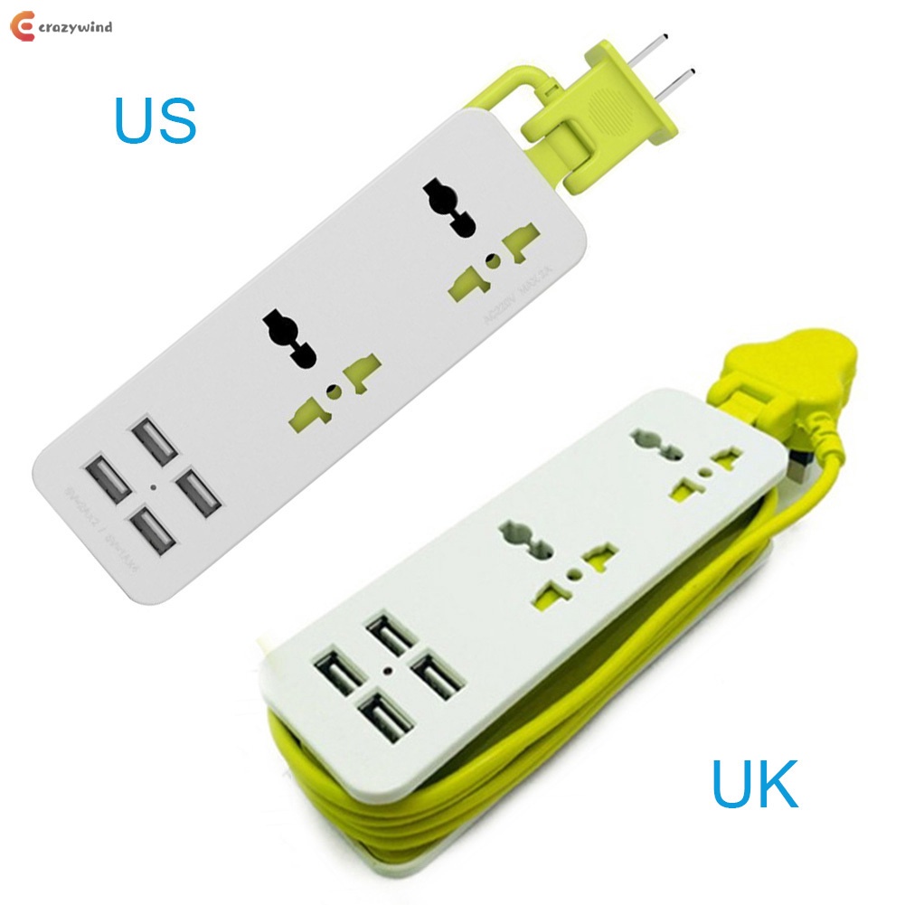 Portable Travel Power Strip Surge Protector with 4 Smart USB Ports ...