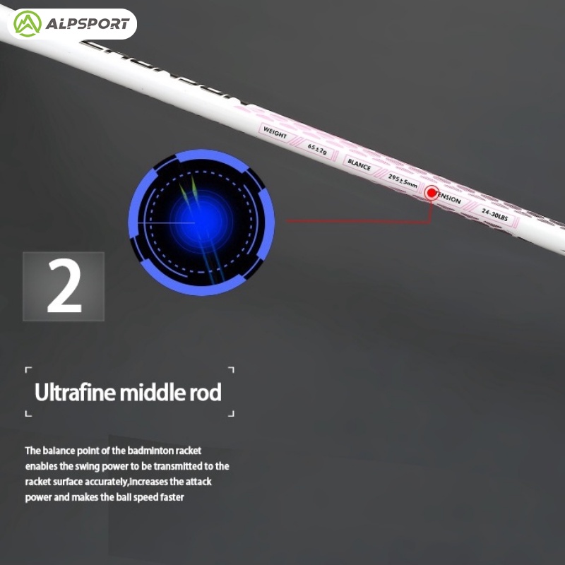 ALP DF 8U G6 Max 30Lbs Strung 100 Full Carbon Fiber Pink Badminton ...