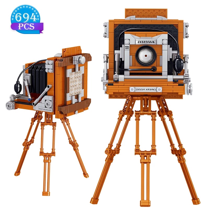 694pcs Retro Camera Building Block MOC Creative Polaroid Pink Film ...