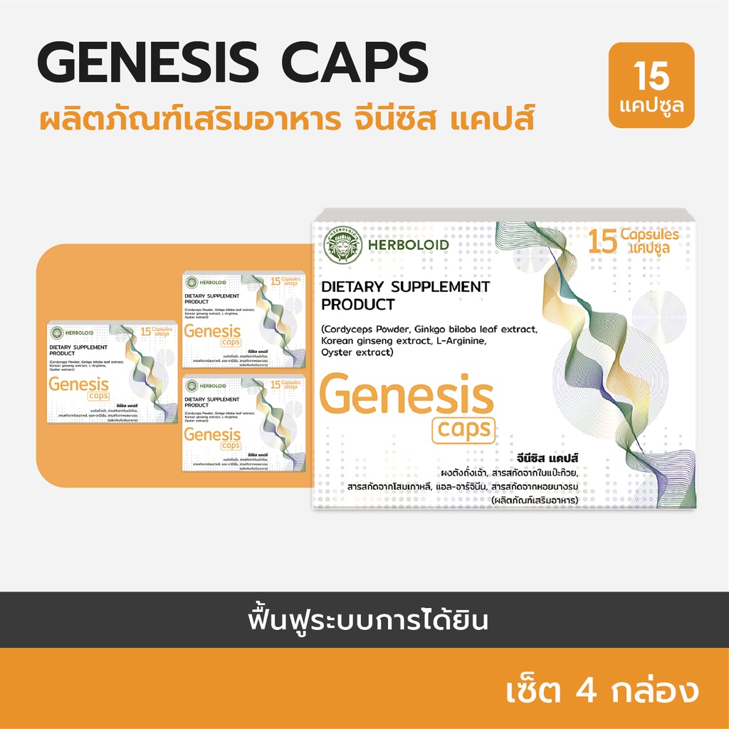 Genesis Caps : HERBOLOIDผลิตภัณฑ์ฟื้นฟูการได้ยินและเพิ่มประสิทธิภาพการฟัง (4+1 กล่อง) | Shopee ...