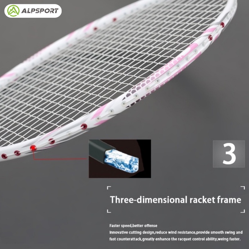 ALP DF 8U G6 Max 30Lbs Strung 100 Full Carbon Fiber Pink Badminton ...