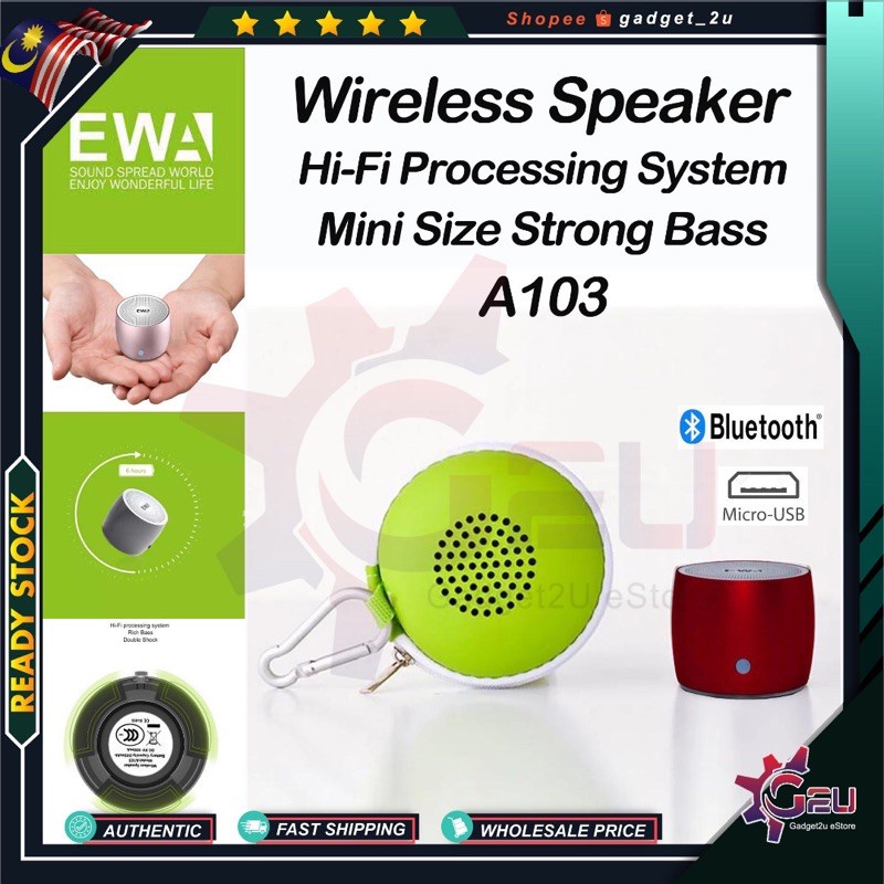 2022*hot*Original EWA A103 Mini Portable Super Bass Bluetooth Speaker with Pouch Bag | Shopee ...