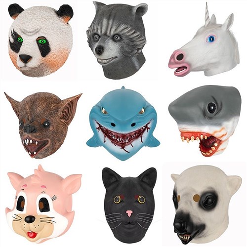 Funny Donkey Panda Shark Cat Rhinoceros Parrot Animal Mask Halloween ...