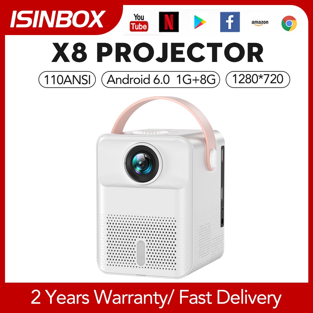 ISINBOX X8 Projector Android Portable Home Theater Cinema 1280*720 HD ...