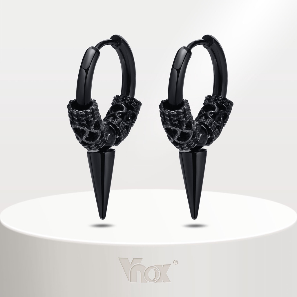 Vnox ต่างหูสเตนเลสอัลลอย รูปมังกร สีดํา ไม่จางหาย สําหรับผู้ชาย ...