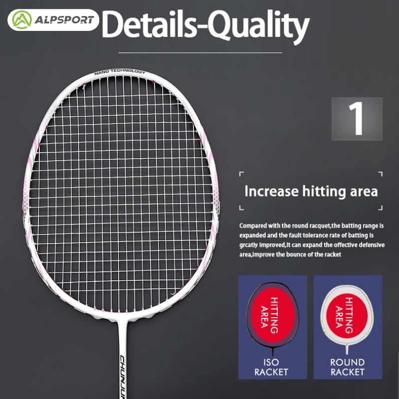 ALP DF 8U G6 Max 30Lbs Strung 100 Full Carbon Fiber Pink Badminton ...