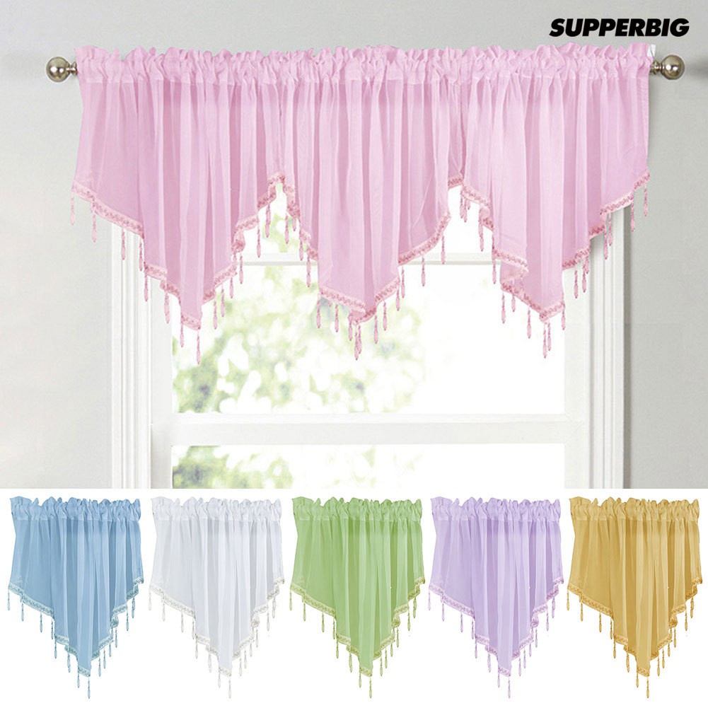 SUP Solid Color Triangle Shape Kitchen Short Curtain Window Valance ...