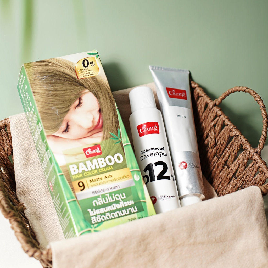 Caring Bamboo Hair Color Cream No.9 Matte Ash (Grey Reflect) ครีม ...