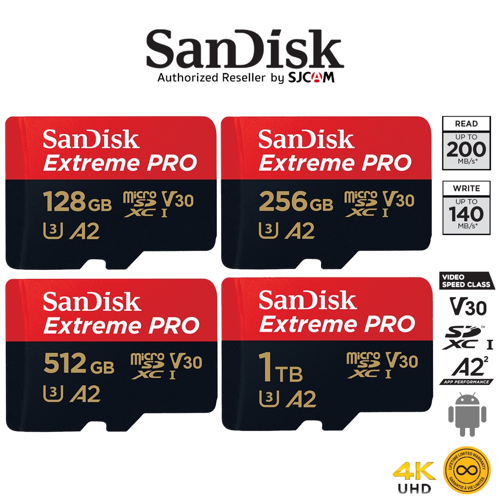 SanDisk Extreme PRO microSD Card 256GB 512GB 1TB UHS-I A2 Speed 200 ...