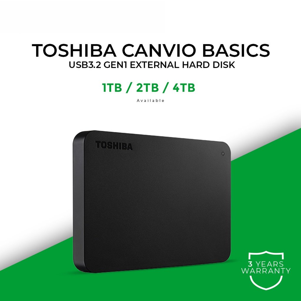 Toshiba Canvio Basics ฮาร์ดดิสก์ภายนอก USB3.2 Gen1 แบบพกพา (500GB 1TB 2TB 4TB) - ssdfactory.th ...