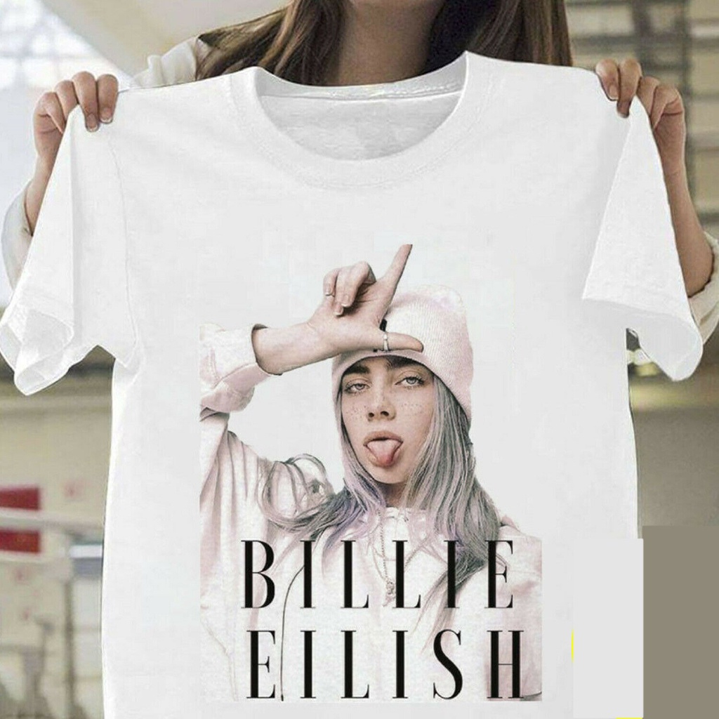 แท้จริงbillie Eilish T Shirt Harajuku Fans White Men Camiseta Mujer Hot