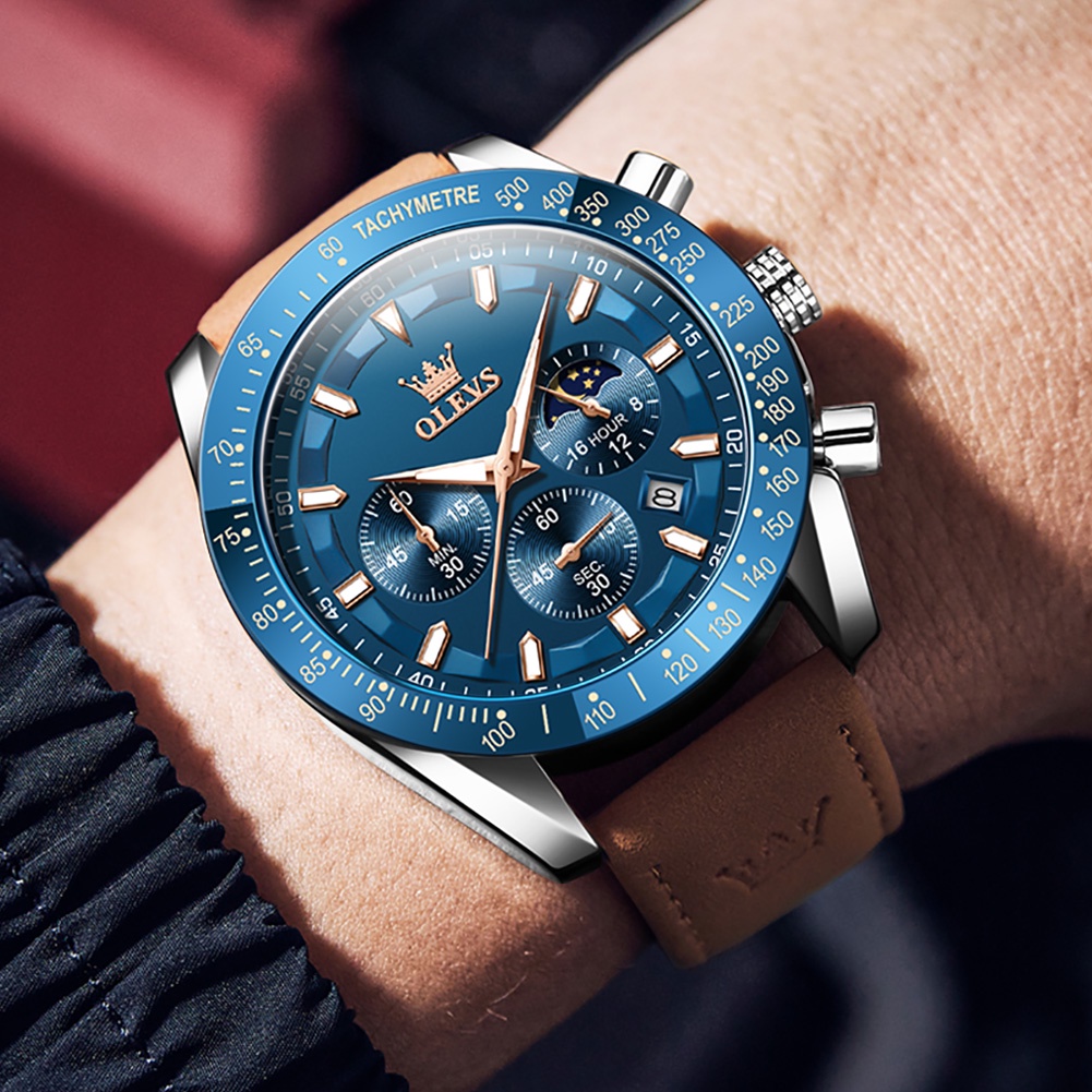 OLEVS 9957 นาฬิกาผู้ชาย กันน้ำ 100 แท้ ธุรกิจ กีฬา รับประกัน พร้อมกล่อง ดูเวลา ดูวันที่ เรืองแสง ...