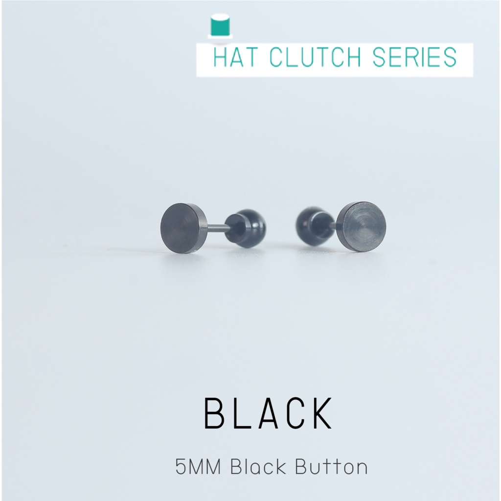 (ส่งฟรี) ต่างหูสำหรับผิวแพ้ง่ายแป้นตัน สแตนเลสเกรดการแพทย์ Black Button ...