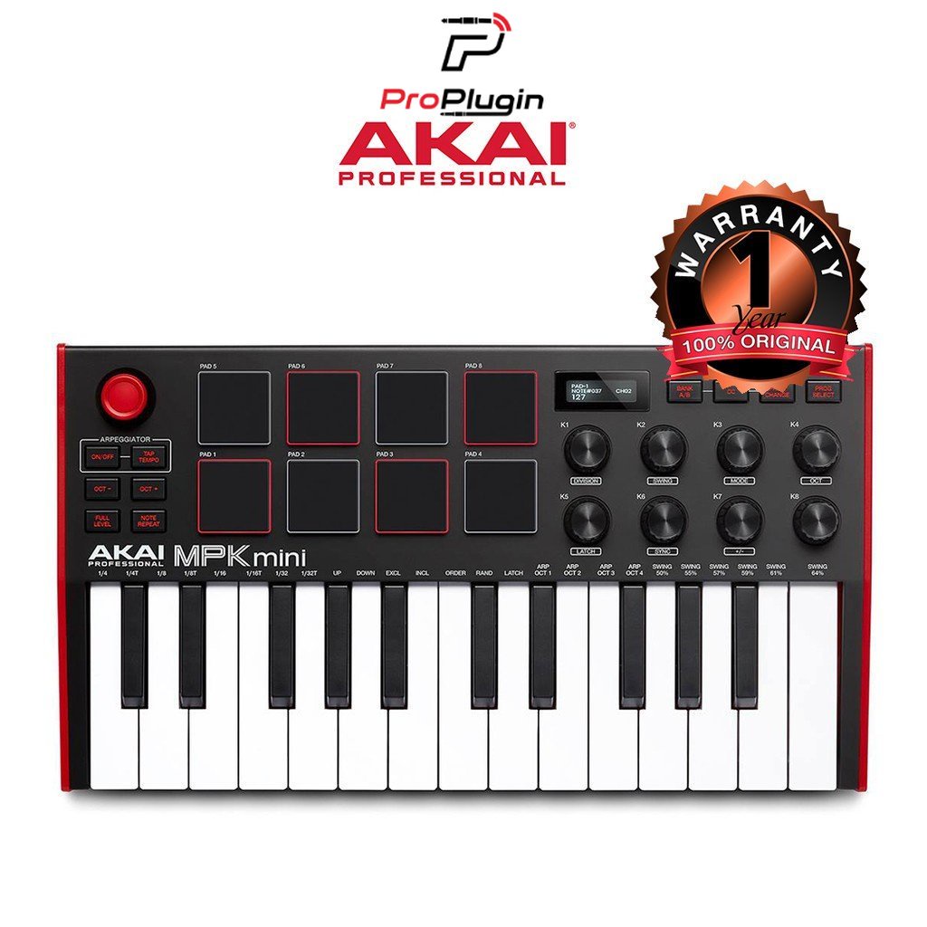 AKAI MPK Mini Mk3 มิดี้คอนโทรลเลอร์ รุ่นใหม่ล่าสุด 25 Key MIDI Keyboard Controller รองรับ Mac ...