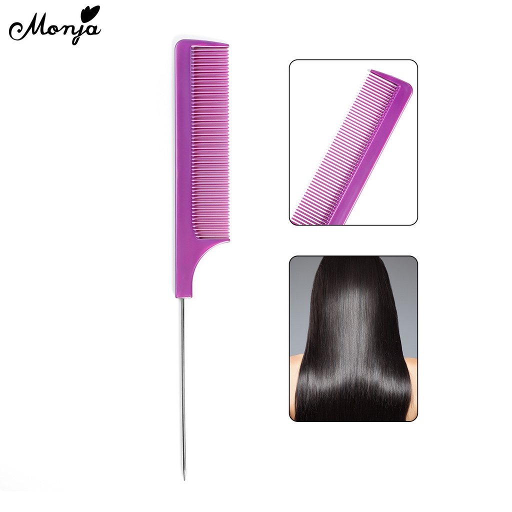 Monja Professional Plastic Pointed Tail Comb Anti-static Hair Style Rat ...