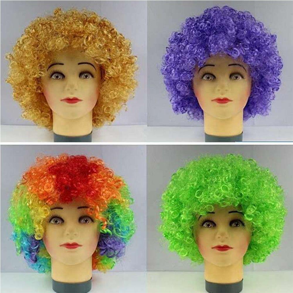 Cucko สีดํา Afro Curly วิกผมฮาโลวีนของขวัญ Props แฟนฟุตบอล Carnival ...