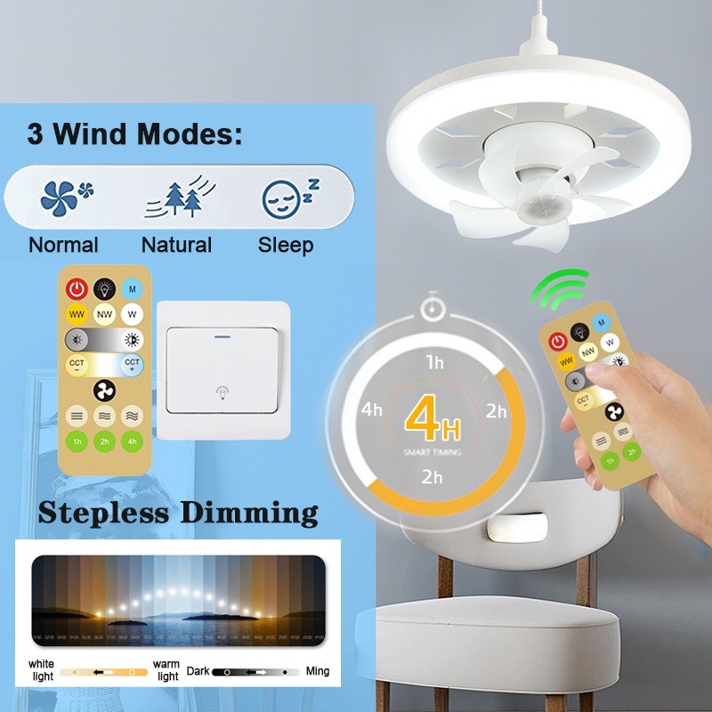 พร้อม 2 In 1 Led Mini Ceiling Fan With Smart Remote Control Ceiling Fan ...