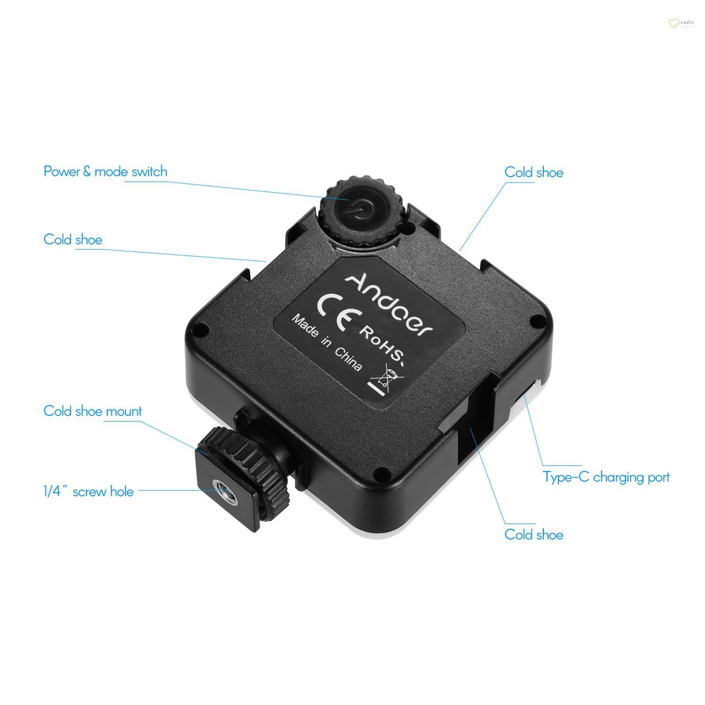 พร้อมส่ง Andoer KM-72A ไฟวิดีโอ LED RGB หรี่แสงได้ ขนาดเล็ก 6W แบตเตอรี่ในตัว 2000mAh พร้อมขา ...