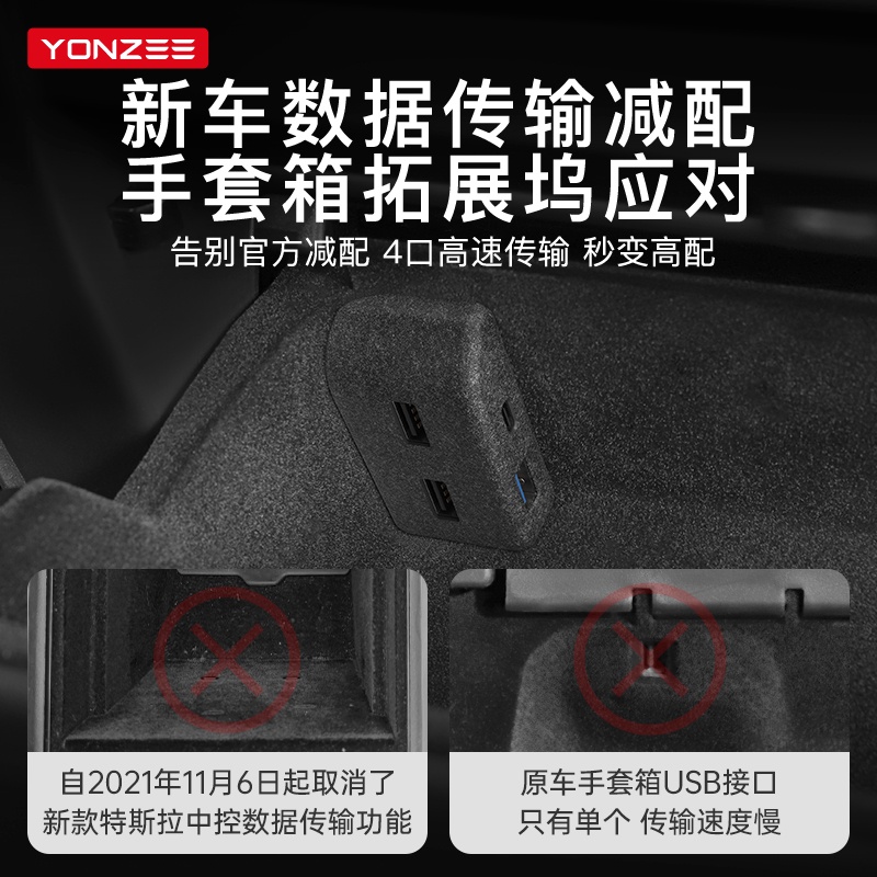 Flocking Surface Docking Station หัวแปลงฮับ USB สําหรับ Tesla MODEL 3 Y ...