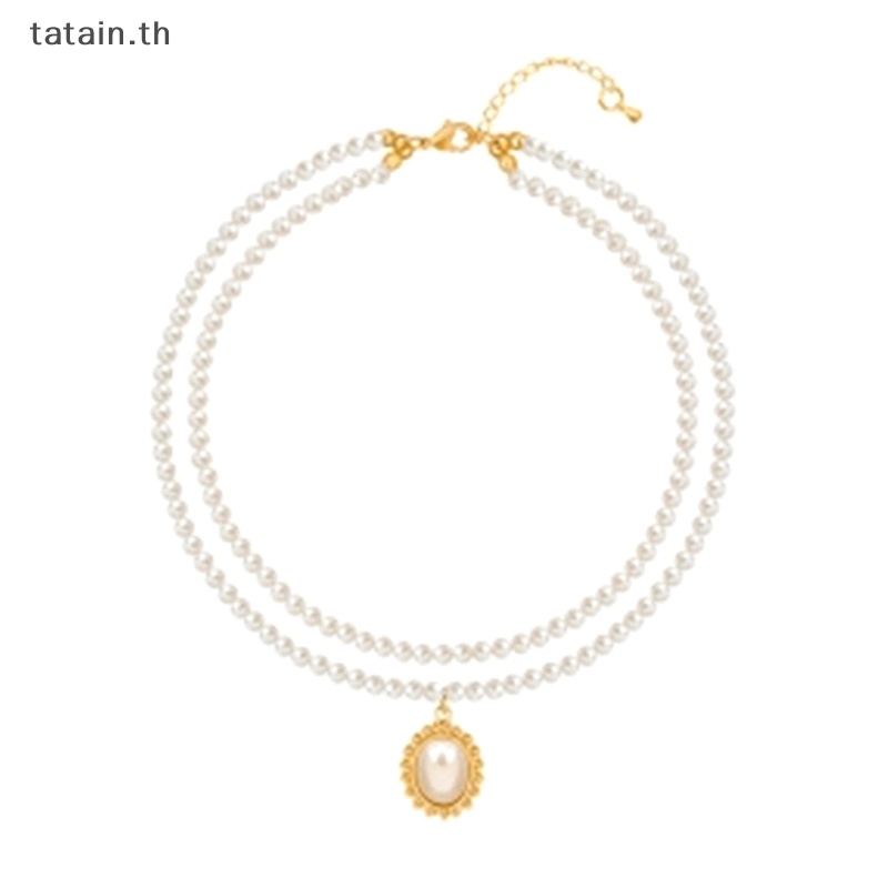 Tatain สร้อยคอโช้กเกอร์ สองชั้น ประดับมุก หรูหรา สําหรับผู้หญิง TH ...
