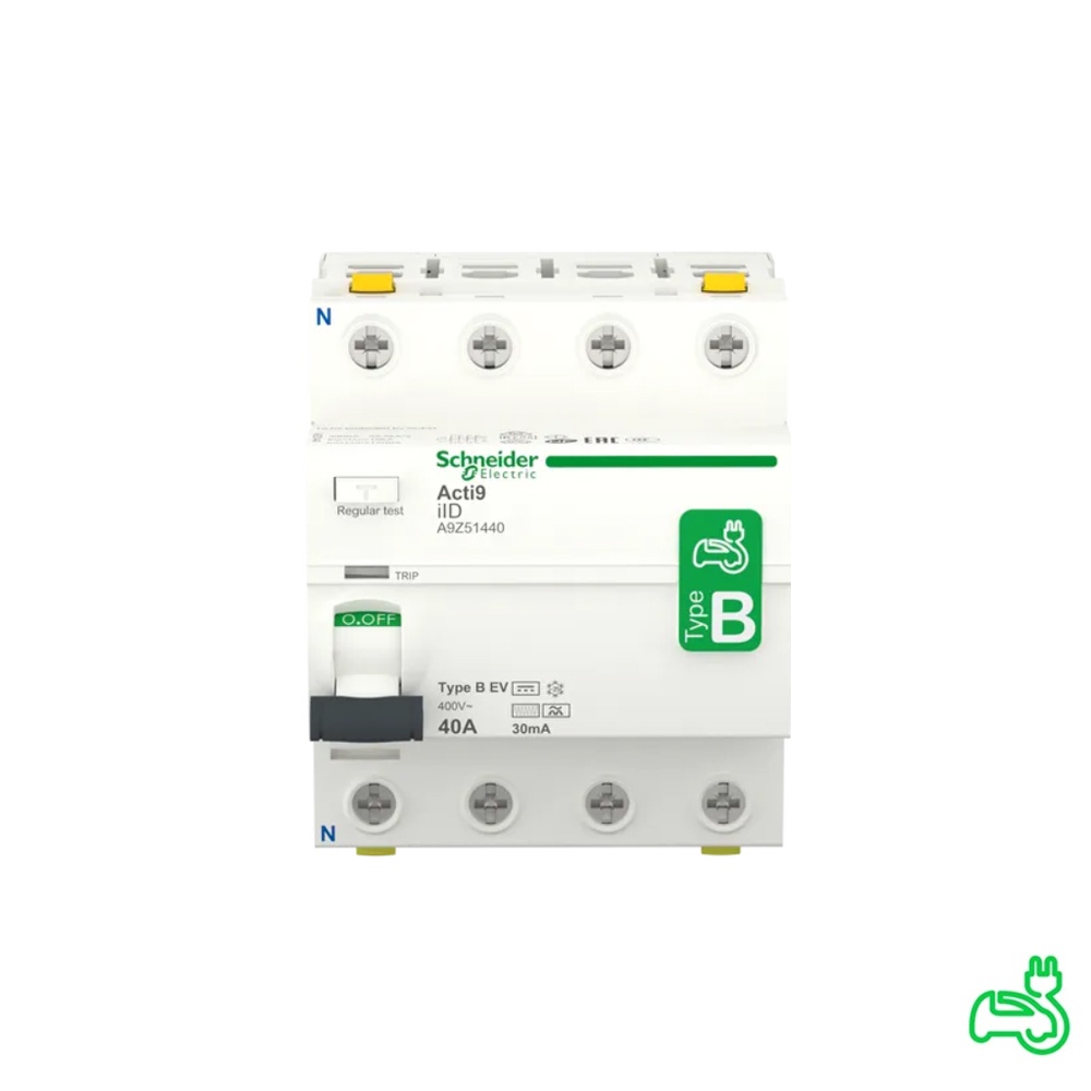 Schneider Electric A9Z51440 EV Charger 4โพล 40 แอมป์ Residual Current Circuit BreakerActi9 ilD ...