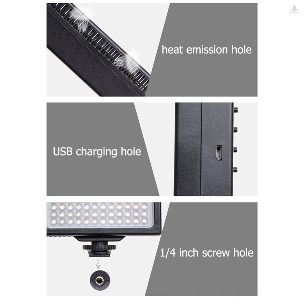 Funygame แผงไฟวิดีโอ LED 3200K-5600K หรี่แสงได้ แบบพกพา พร้อมอะแดปเตอร์ ...