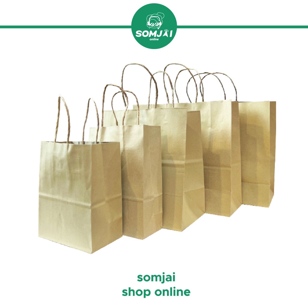 Somjai Selected ถุงกระดาษคราฟท์ หูหิ้วเกลียว หลายขนาด - somjaishoponline - ThaiPick