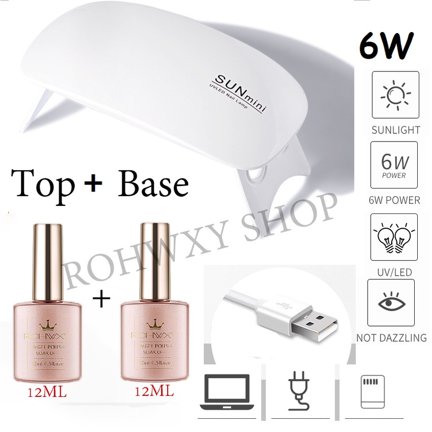 เครื่องอบเล็บเจล SUN MiniBASETOP จิ๋วแต่แจ๋ว ขนาดพกพา UVLED 6w มีสีชมพู ขาว - rohwxy - ThaiPick