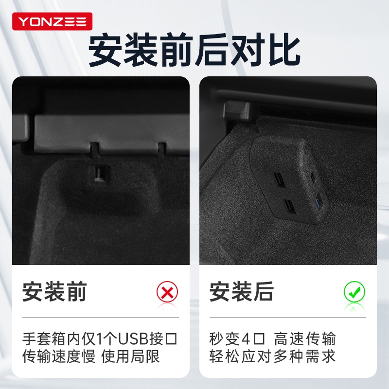 Flocking Surface Docking Station หัวแปลงฮับ USB สําหรับ Tesla MODEL 3 Y ...