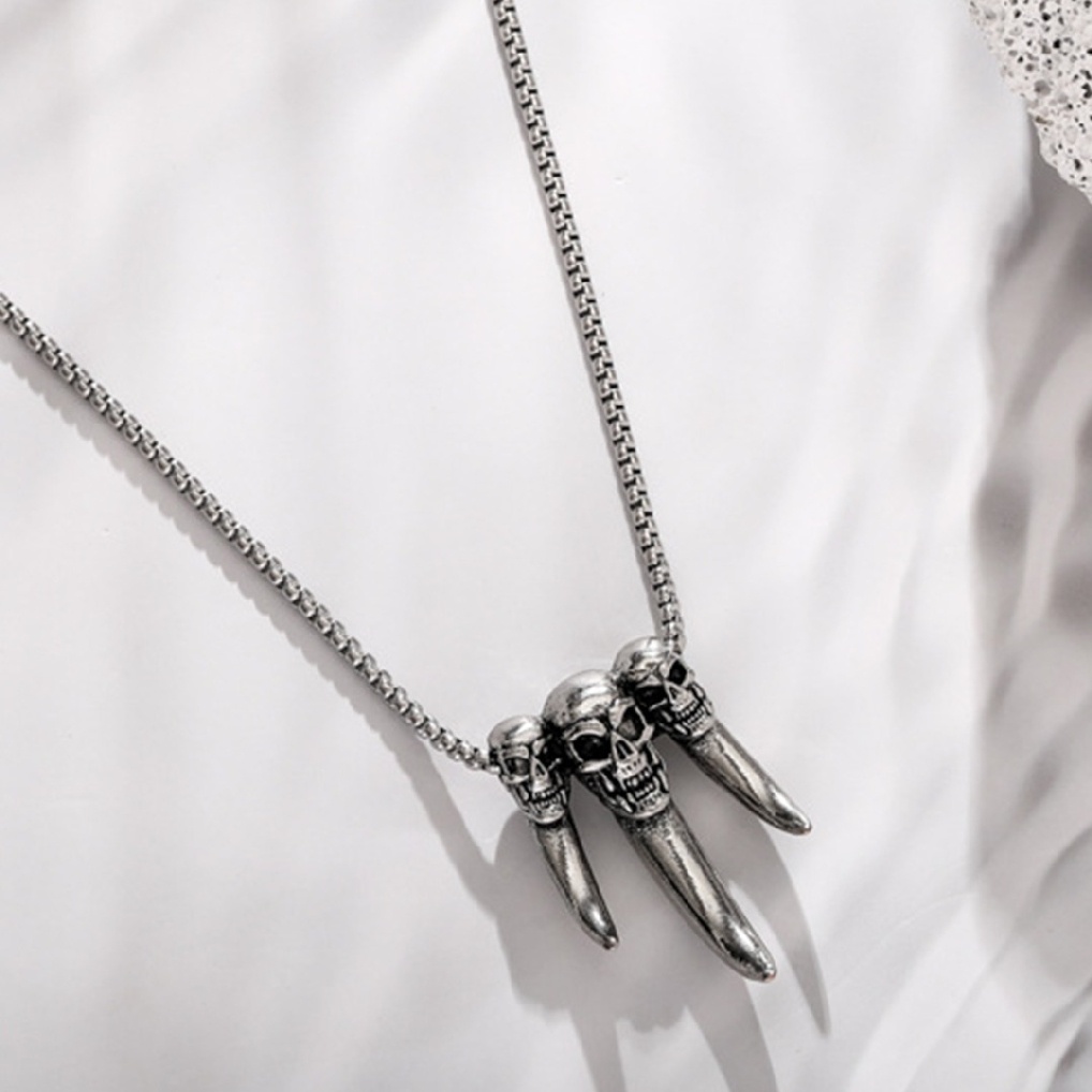 Vintage Skull Pendant Necklace Punk Gothic Clavicle Chain for Men ...