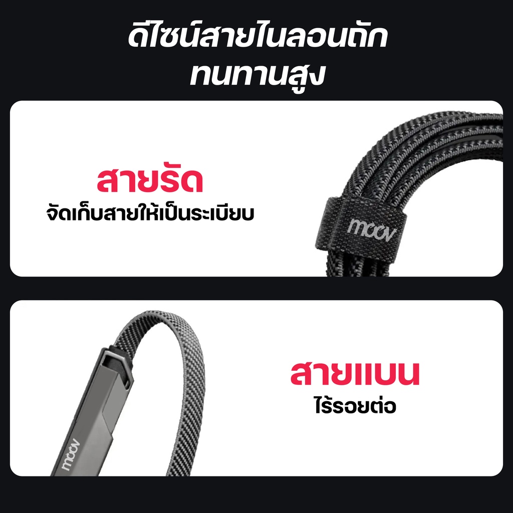 รับประกัน 1 ปี Moov CB02 สายชาร์จเร็ว 4 in 1 USB A Type C L Cable สาย ...