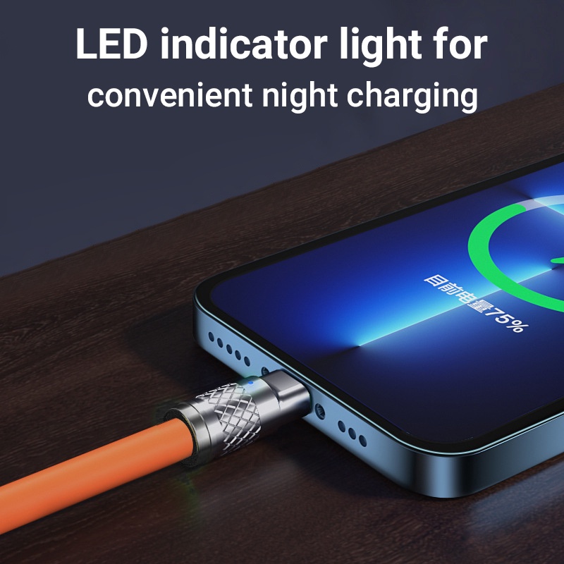 สายชาร์จ 3in1 120W 6A Super Fast Charge TypeC Micro USB ซิลิโคนเหลว ...