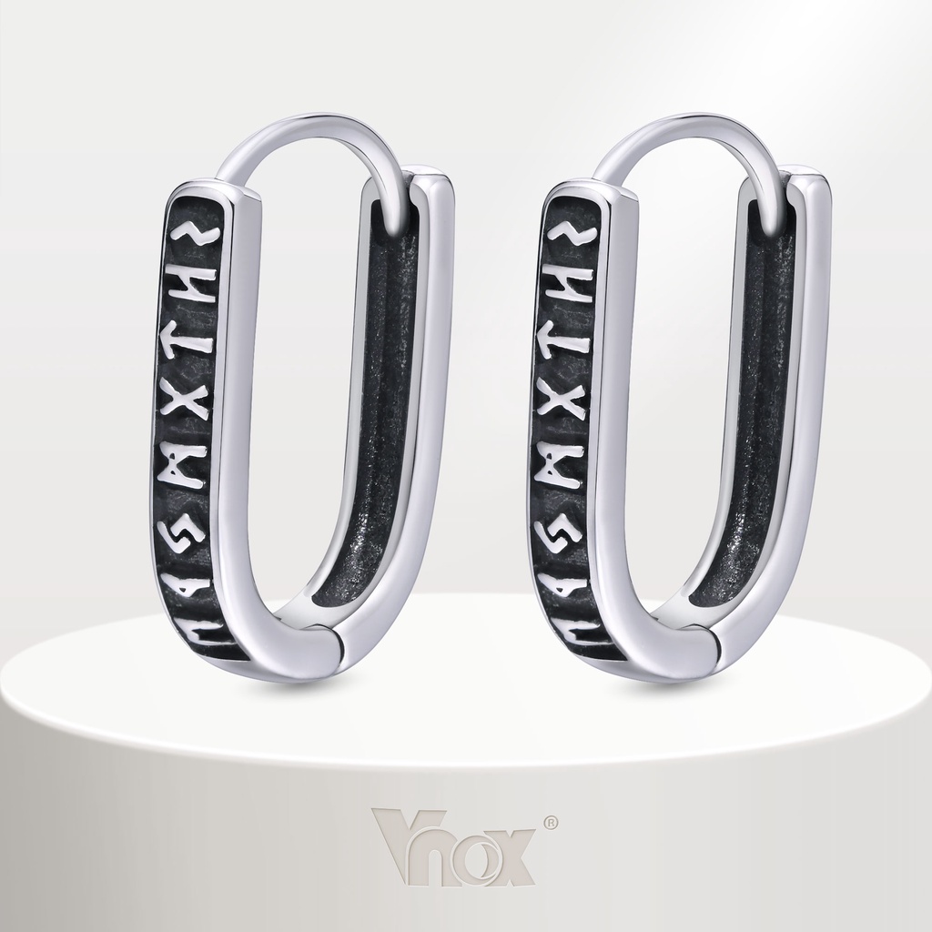 Vnox ต่างหูแฟชั่นผู้ชาย สเตนเลส รูปตัว U สีเหล็ก เครื่องประดับลําลอง ...