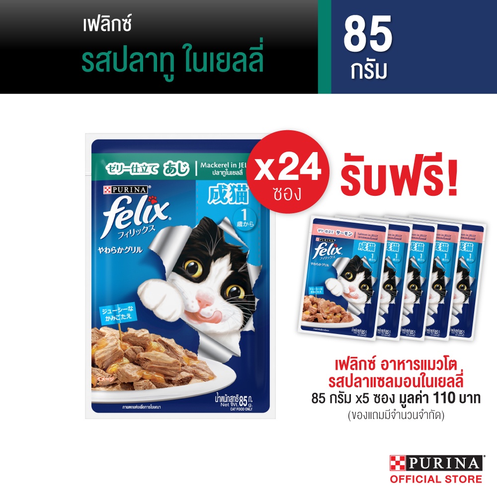 เลือกรสชาติได้ Felix ขนาด 85 กรัม x 24 ซอง จำกัดของแถม 1 สิทธิ์1 ออ ...