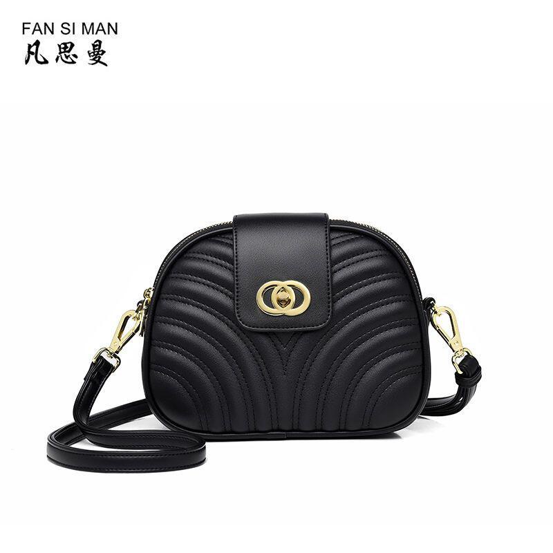 Fansman ใหม่ กระเป๋าสะพายไหล่ หนังนิ่ม ขนาดเล็ก สามชั้น สีดํา แฟชั่น ...