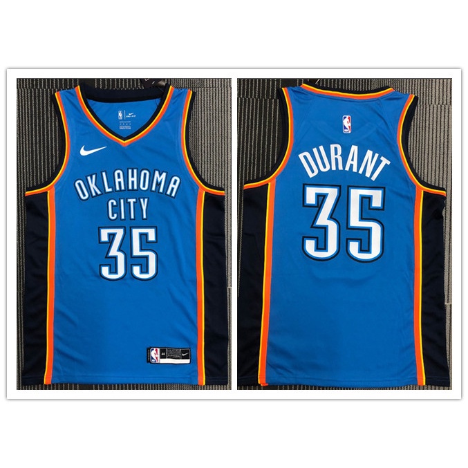 Oklahoma City Thunder No. แบบกดร้อน เสื้อกีฬาบาสเก็ตบอล 35 Durant สีฟ้า ...