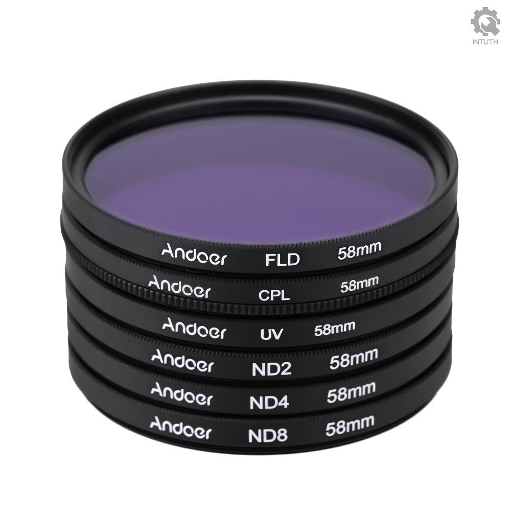 intu Andoer 58mm UVCPLFLDND(ND2 ND4 ND8) Photography Filter Kit Set ...
