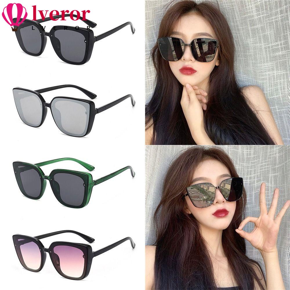 Lveror แว่นตากันแดด UV400 ทรงตาแมว โอเวอร์ไซซ์ สีดํา สําหรับขับรถ ชายหาด ท่องเที่ยว สตรีทแวร์ ...