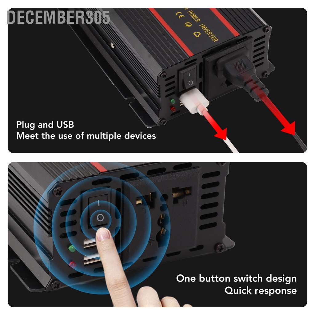 December305 1000W Power Inverter Universal Dual Voltage 12V 24V220V Car ...