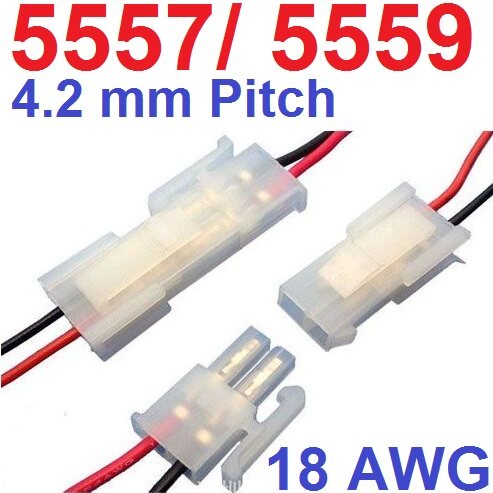 สายไฟ 2 PIN 4.2MM Pitch 18AWG ยาวข้างละ 30cm. connector 5557 male and ...