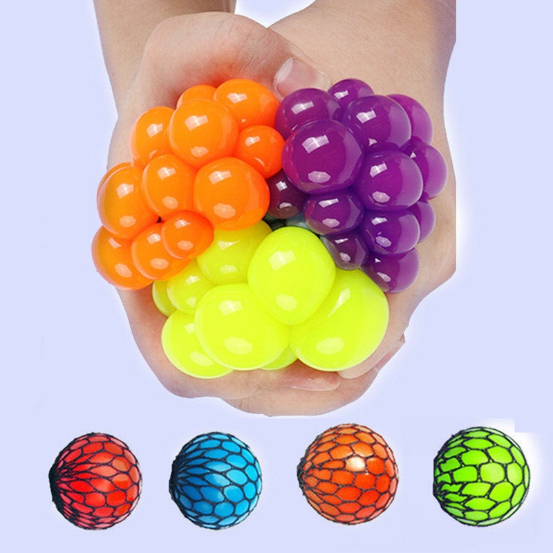 5pcs 5cm Squishy Mesh Sensory Stress Relief Grape Ball Toy Squeeze ...