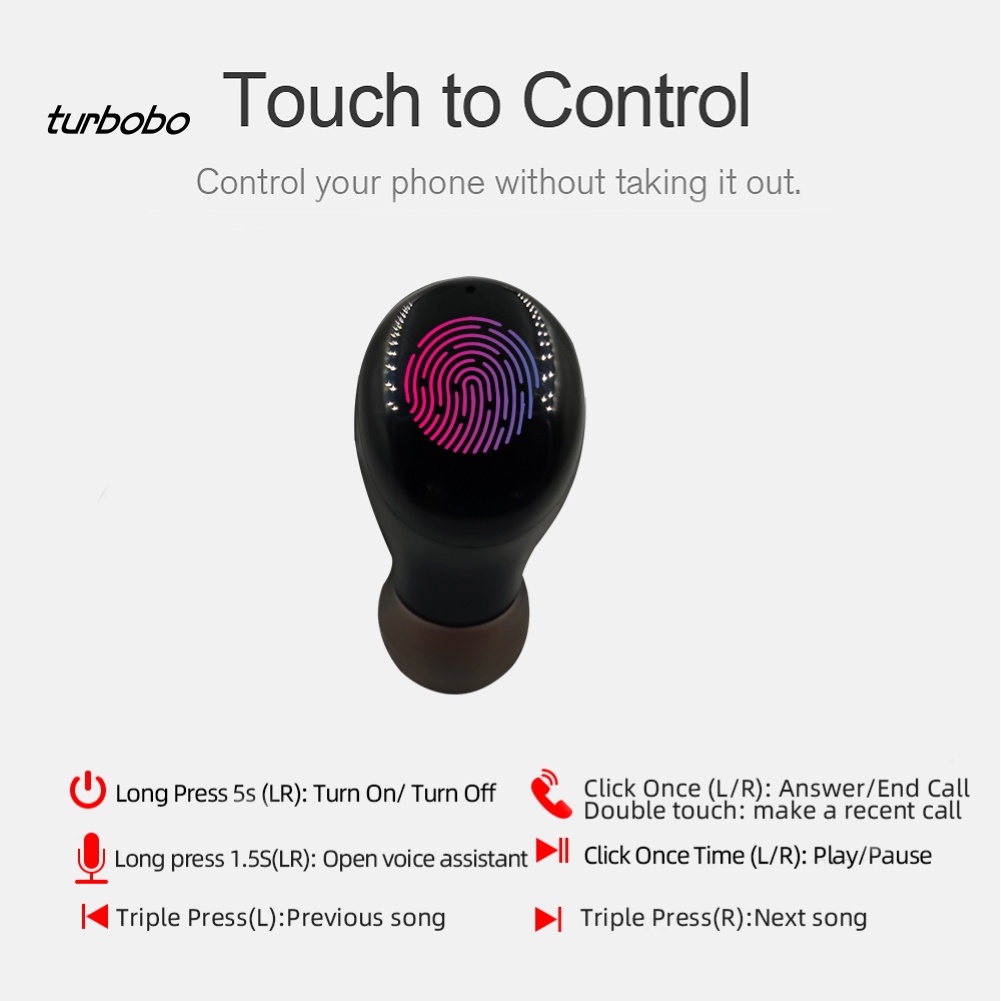 Turbobo S8031 หูฟังสเตอริโอไร้สาย บลูทูธ 50 กันน้ํา ชาร์จได้ - turbobo ...