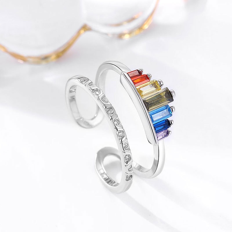 แหวนเงินแท้ S925 รูปมงกุฎ ประดับเพชร สีรุ้ง แฟชั่นสําหรับผู้หญิง - maxnax.th - ThaiPick