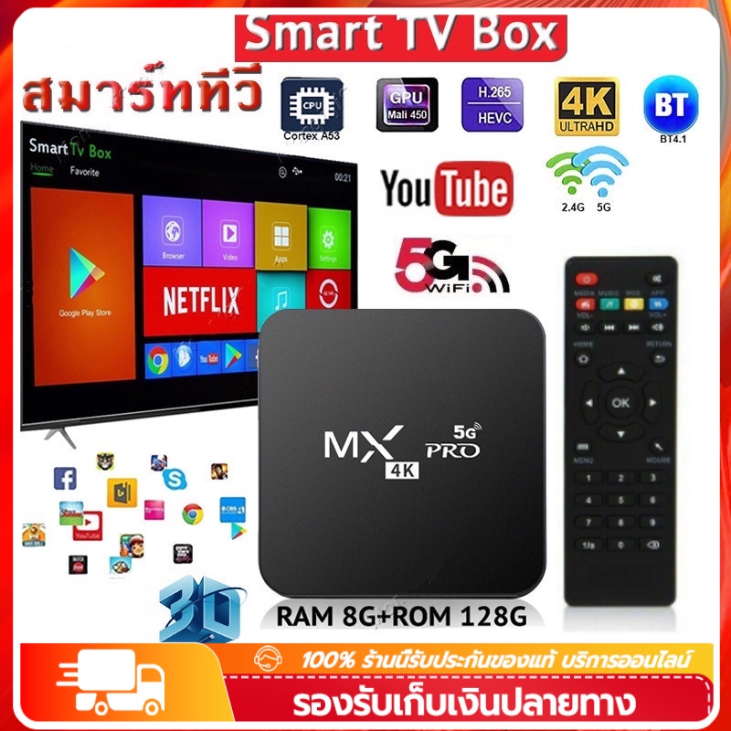 ใหม่สุด MXQ PRO Android 10 4K/HD ดิจิตอลTV BOX กล่อ กล่องแอนดรอยbox รองรับ RAM8G+ROM 128GB Wifi ...