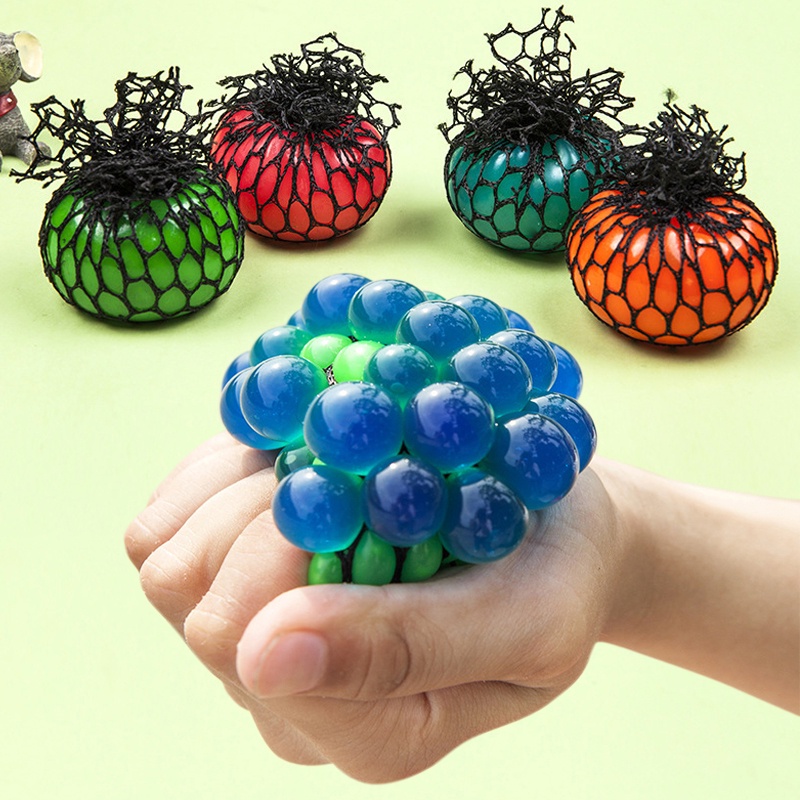 5pcs 5cm Squishy Mesh Sensory Stress Relief Grape Ball Toy Squeeze ...