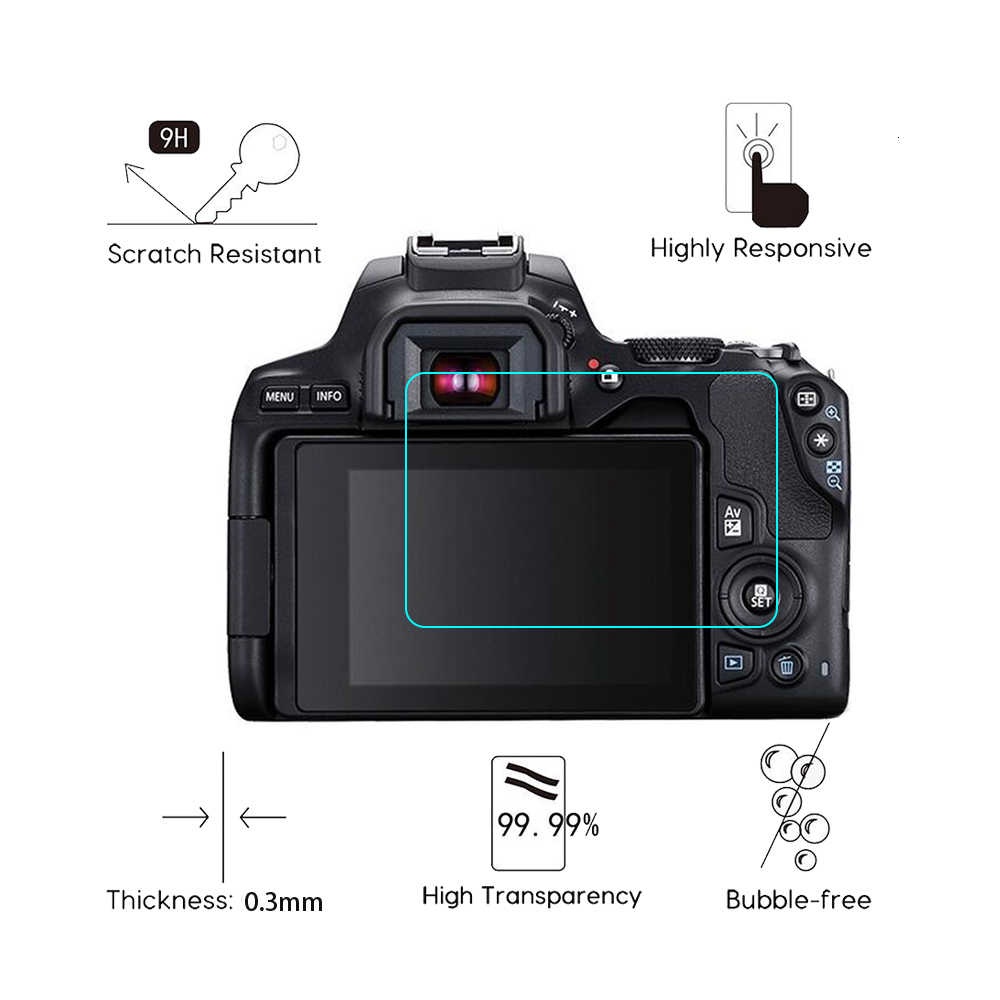 2pcs For Canon EOS 200D II EOS RP 2.5D 9H 0.3mm Clear Tempered Glass Screen Protector Camera LCD ...