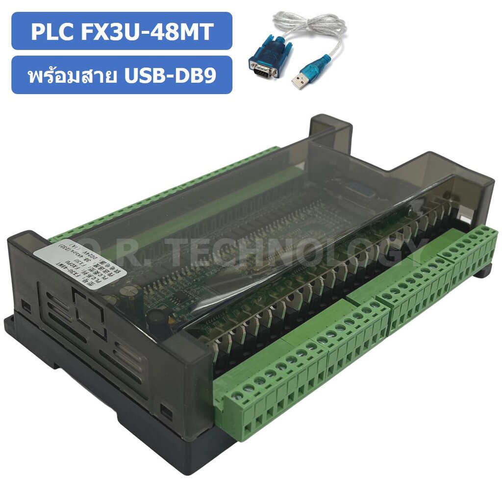(1ชิ้น) PLC BOARD FX3U-48MT บอร์ดควบคุมอุตสาหกรรม พร้อมสาย USB-DB9 ...